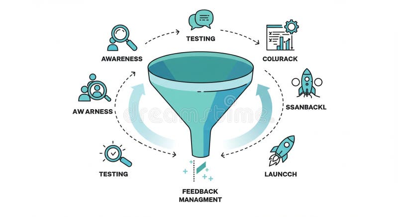 A Flowchart Utilizing a Central Funnel To Illustrate a Process Loop ...
