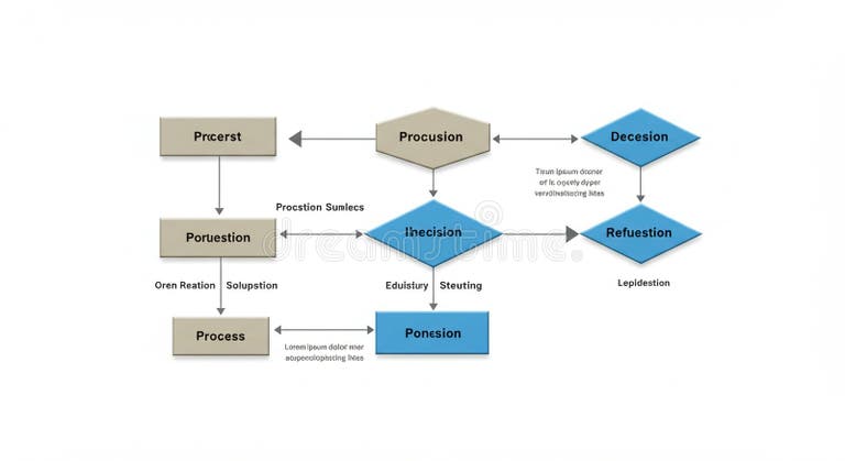 Flowchart with Various Connected Shapes Containing Nonsensical Text. it ...
