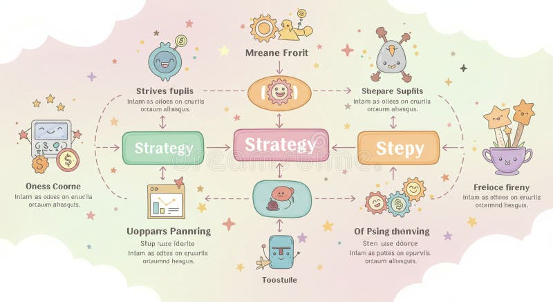 A Flowchart with Whimsical, Cartoon-like Characters Illustrates Various ...