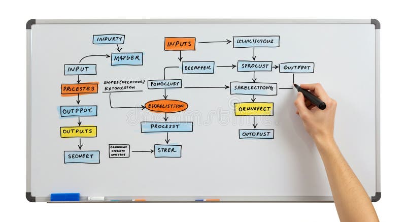 Flowchart on a Whiteboard, Showcasing Various Processes in Rectangular ...