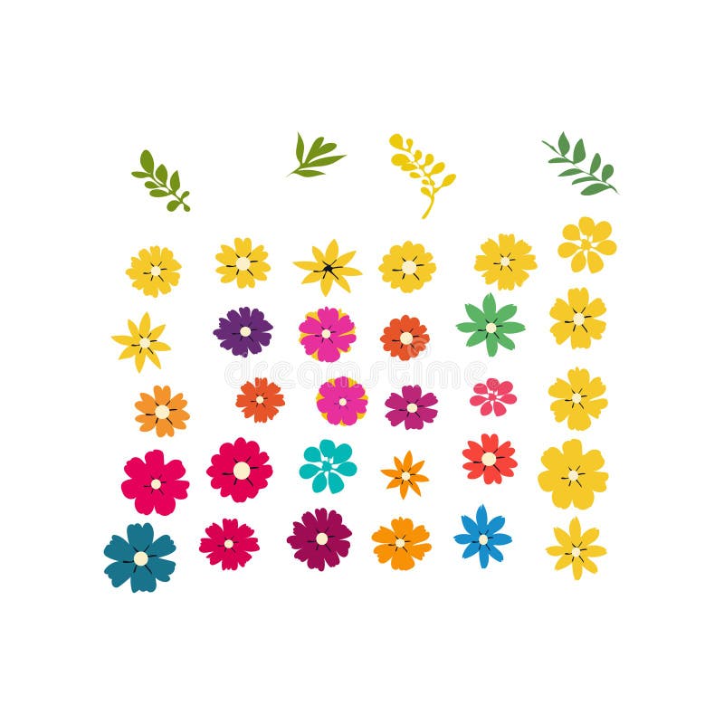Flowe Set Design Vector Illustration Stock Vector - Illustration of ...
