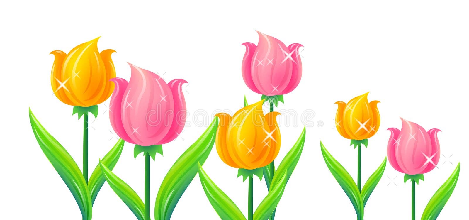Row of Spring Tulips stock vector. Illustration of gardens - 4008789
