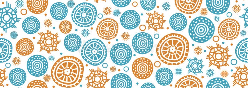 Flower Abstract Circle Pattern, Doodle Ethnic Tribal Elements Drawing ...