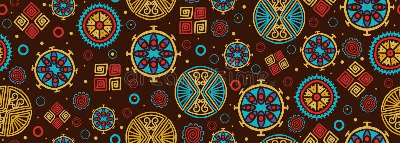 Flower Abstract Circle Pattern, Doodle Ethnic Tribal Elements Drawing ...