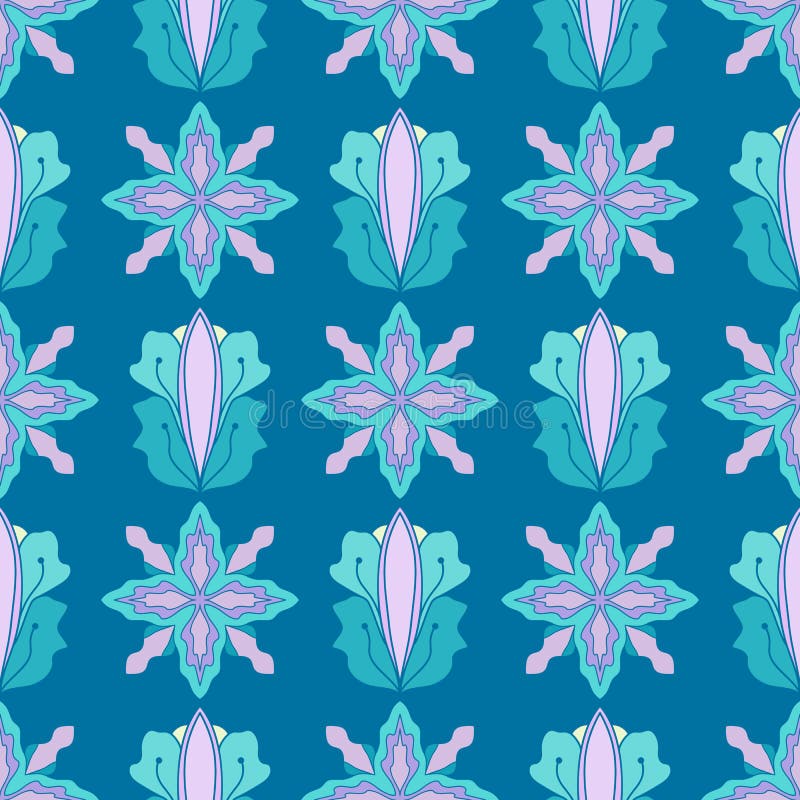 Flower Abstract Seamless Tile Pattern Stock Vector - Illustration of ...