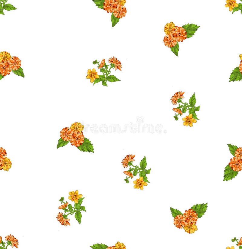 Flower All Over Pattern Multi Colour Abstract Seamless White Background ...