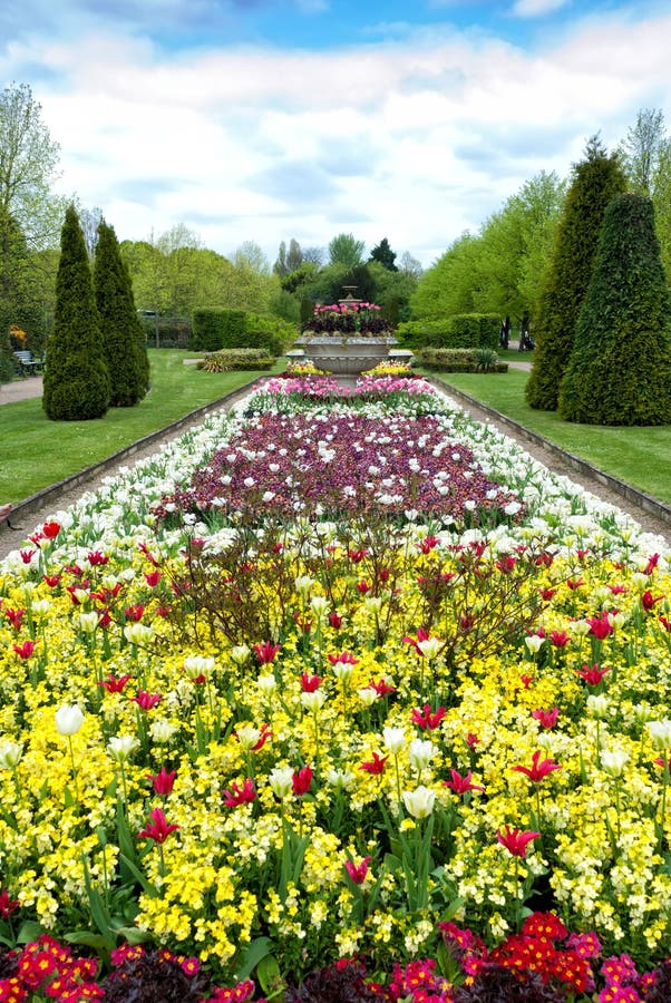 Flower alley in the park stock image. Image of spring - 37057787