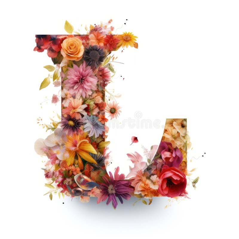 Flower Alphabet, Letter L Isolated on White Background Stock ...