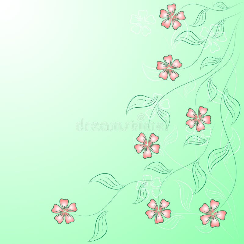 Flower Angular Frame on the Green. Stock Vector - Illustration of ...