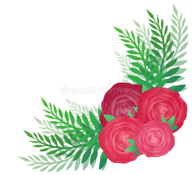 Flower Angular Pattern with Roses and Leaves. Stock Vector ...