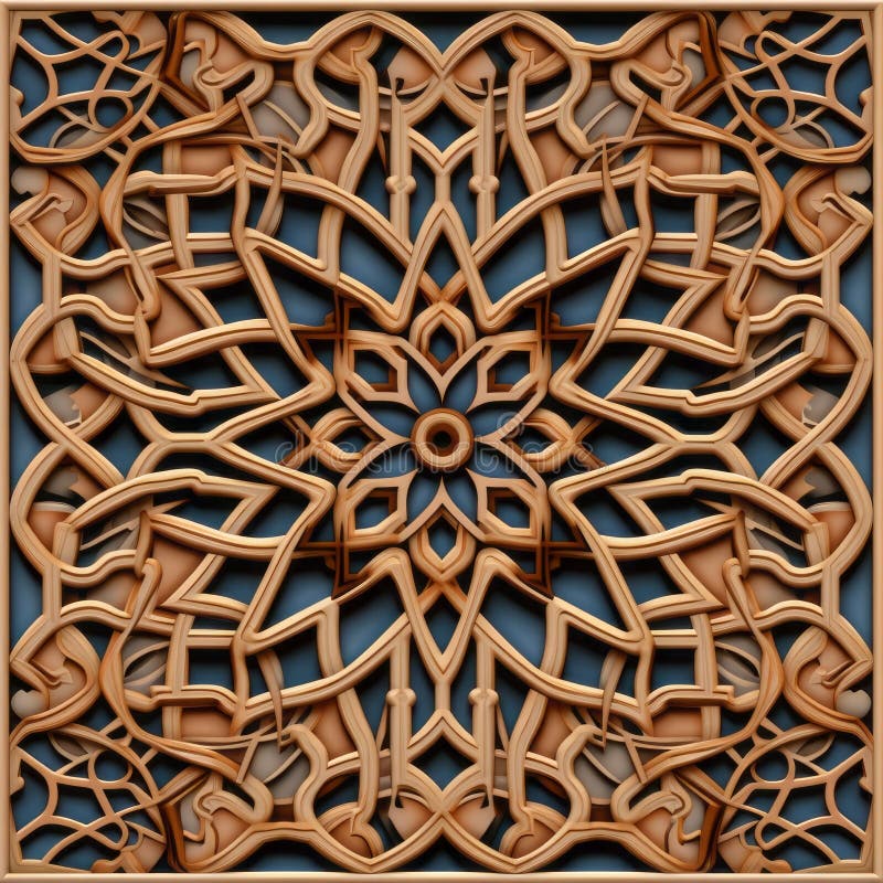 Flower Arabian Pattern Decorative Texture Blue and Gold , Generated by ...