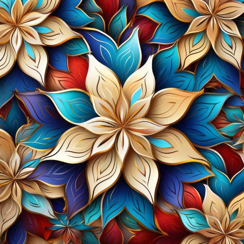 Flower Arabian Pattern Decorative Texture Colored, Generated by AI ...