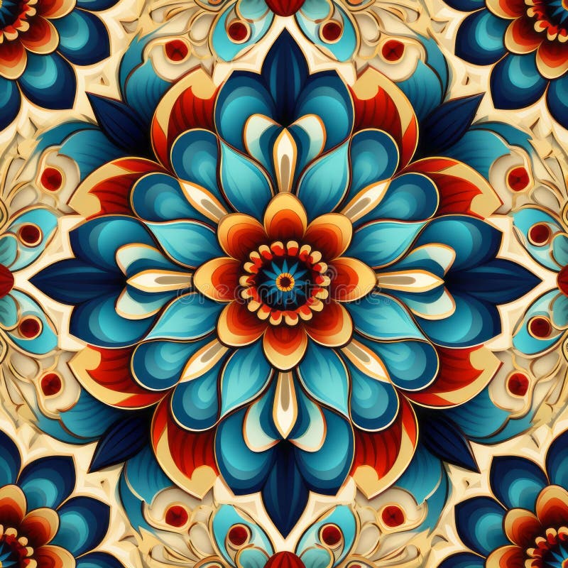 Flower Arabian Pattern Decorative Texture Colored, Generated by AI ...