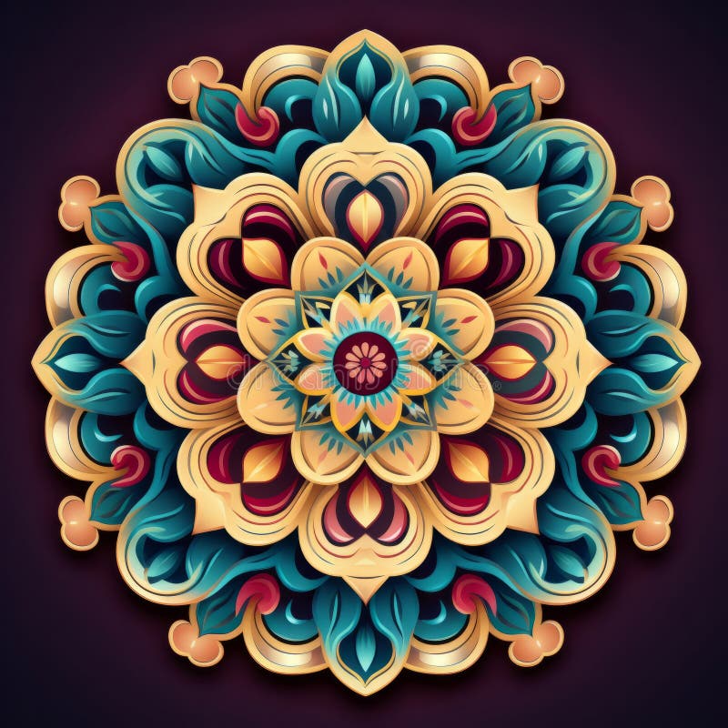 Flower Arabian Pattern Decorative Texture Blue and Gold , Generated by ...