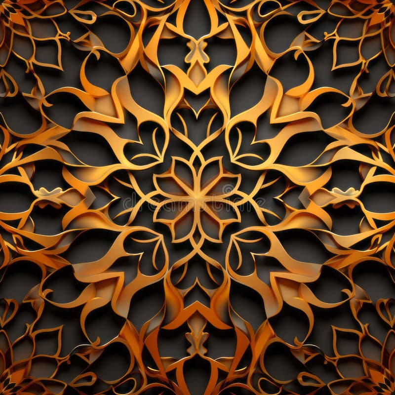 Flower Arabian Pattern Decorative Texture Gold , Generated by AI Stock ...