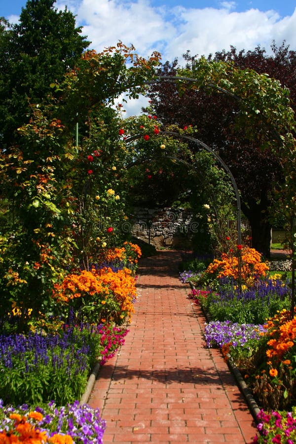 Flower Arch in Garden, Graz Stock Image - Image of brick, bride: 11567887