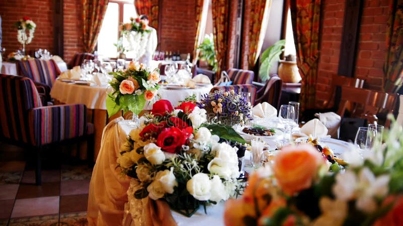 Flower Arrangement in a Banquet Hall Stock Video - Video of elegance ...