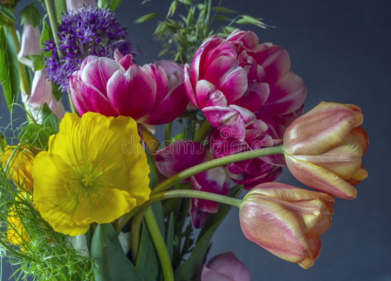 Flower Arrangement in Closeup Stock Photo - Image of colorful, bouquet ...