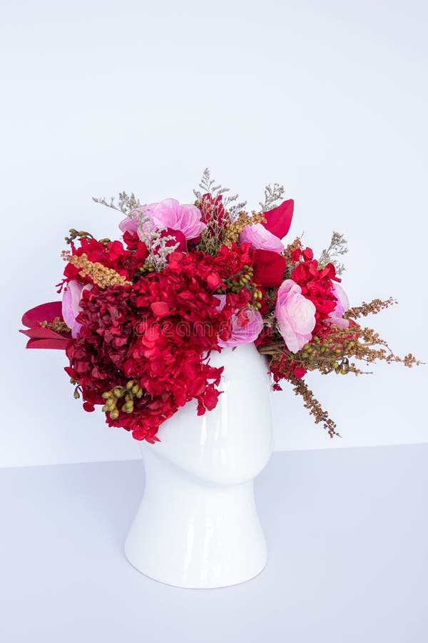 Flower Arrangement with Dried Red Flowers Stock Image - Image of modern ...