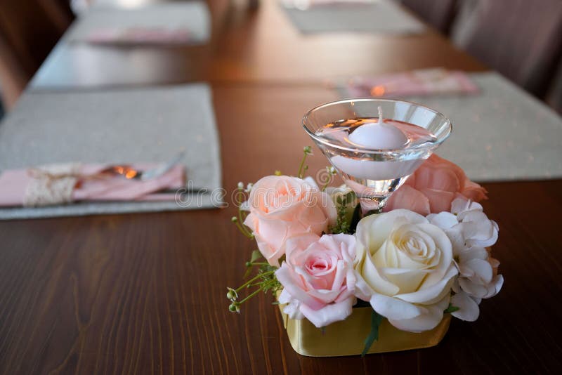 Flower Arrangement on a Table. Stock Image - Image of romantic, flower ...
