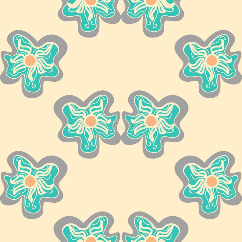 Aqua Green Flower Art Vector Repeat Pattern on a Vibrant Neon Pink ...