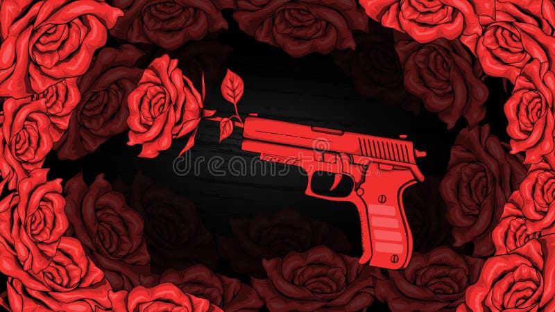 Flower Background Red Roses Gun Natural Vector Background Stock Vector ...