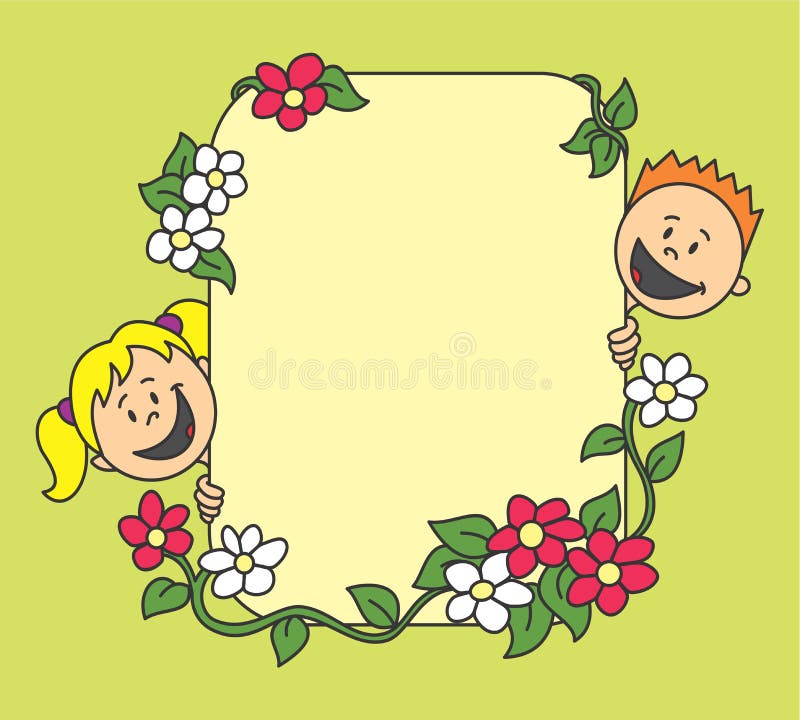 Flower Background with Children Stock Vector - Illustration of flower ...
