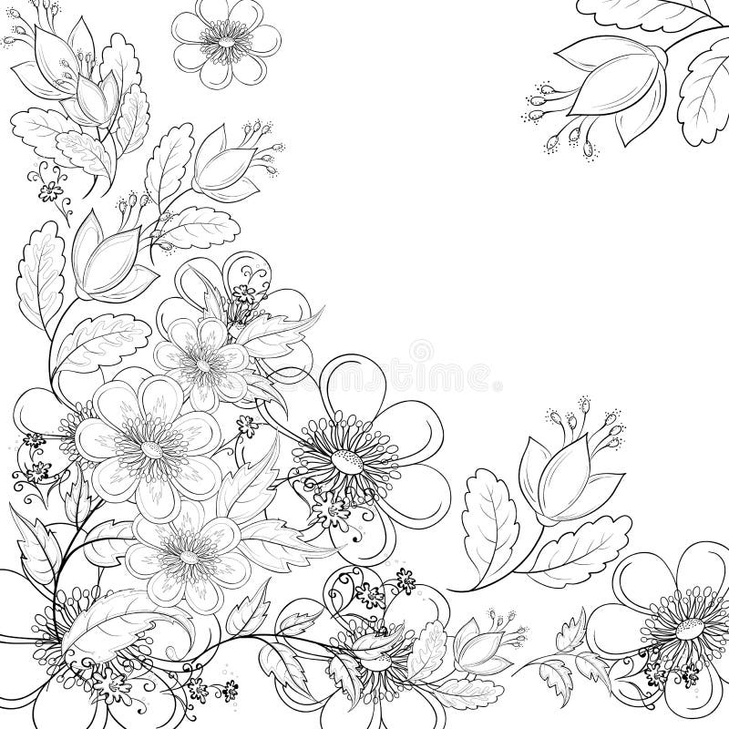 Flower Background, Contours Stock Vector - Illustration of natural ...