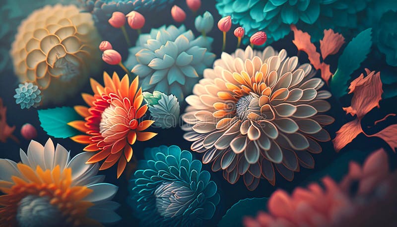 Flower Background Pastel Floral Pattern Top View. Generative AI Stock ...