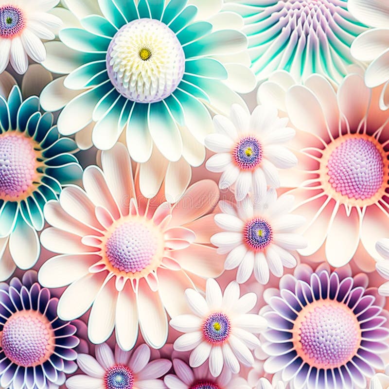 Flower Background Pastel Floral Pattern Top View. Generative AI Stock ...