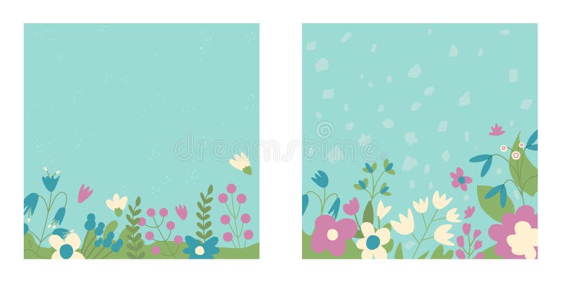 Flower Backgrounds Post Set. Spring Abstract Banner Templates ...