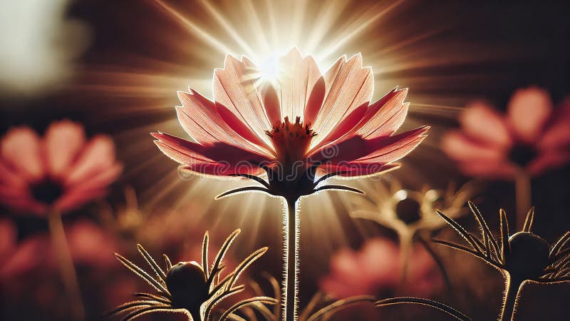 Flower Backlit by Sunlight, Creating a Halo Effect Around the Petals ...