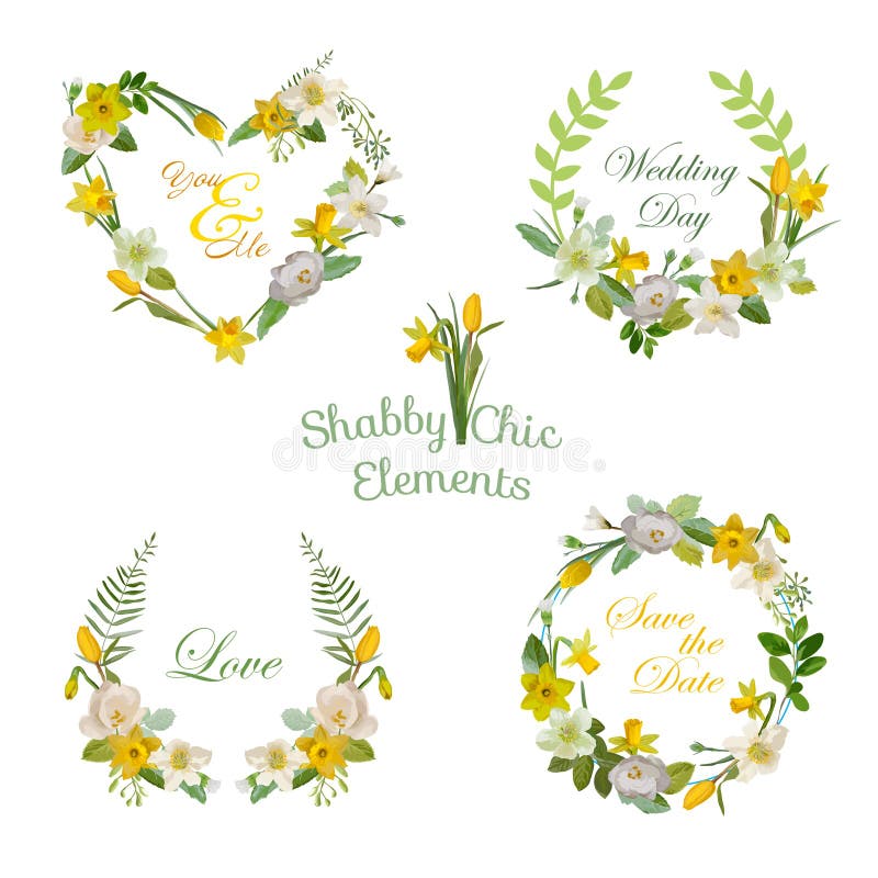 Flower Banners and Tags. Floral Wreath Stock Vector - Illustration of ...