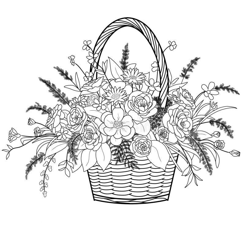 Flower Basket Illustration for Design Stock Illustration - Illustration ...