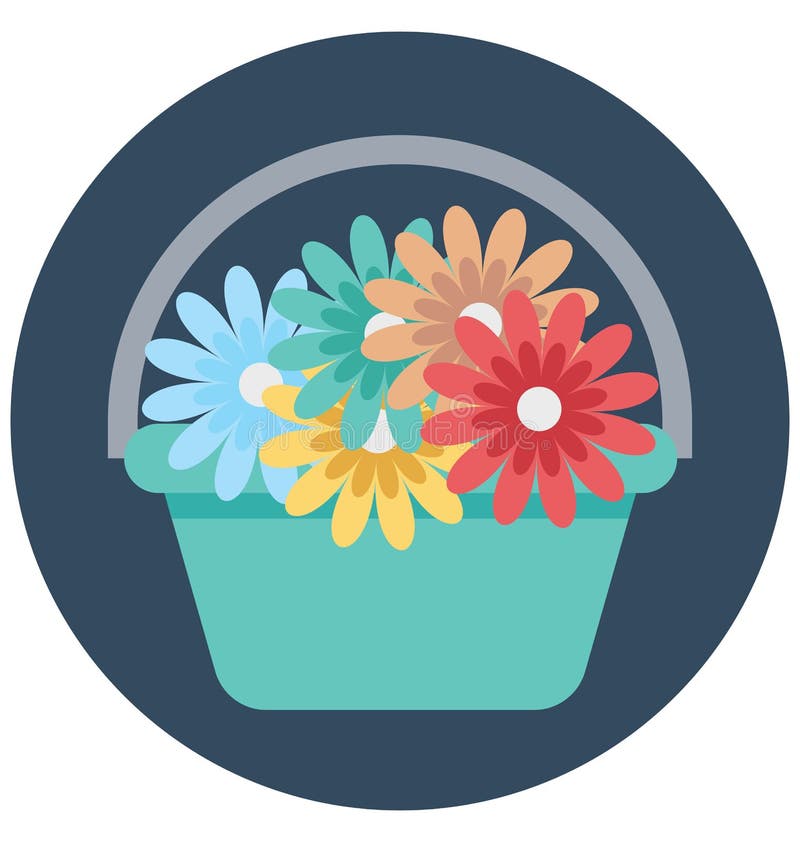 Flower Basket Vector Isolated Vector Icons that Can Be Easily Modified ...