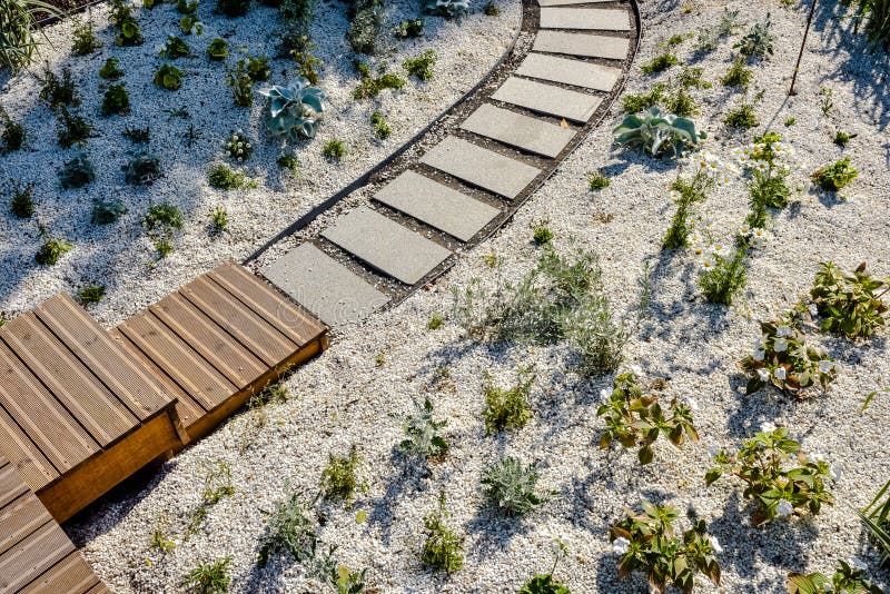 Path Idea with Slabs for a Garden Stock Image - Image of wood ...