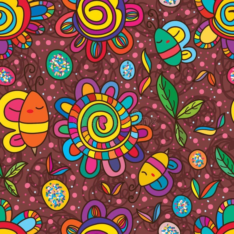 Flower Bee Design Seamless Pattern Stock Vector - Illustration of child ...