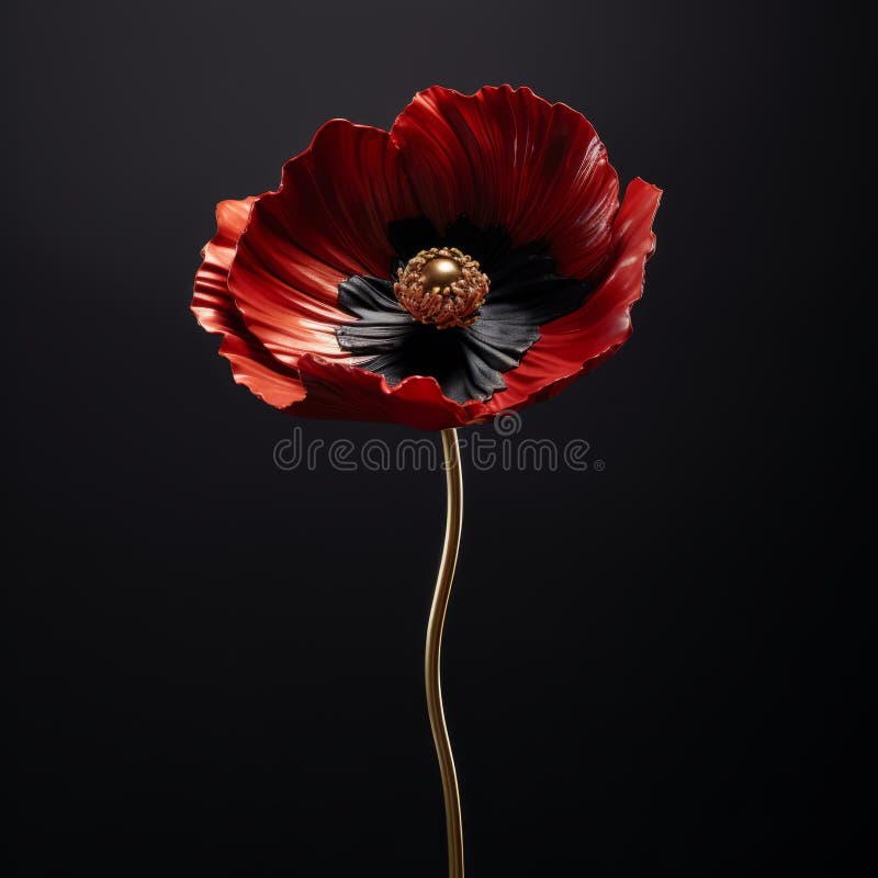 Elegant Metal Poppy Sculpture: a Photorealistic Composition by Sarah ...