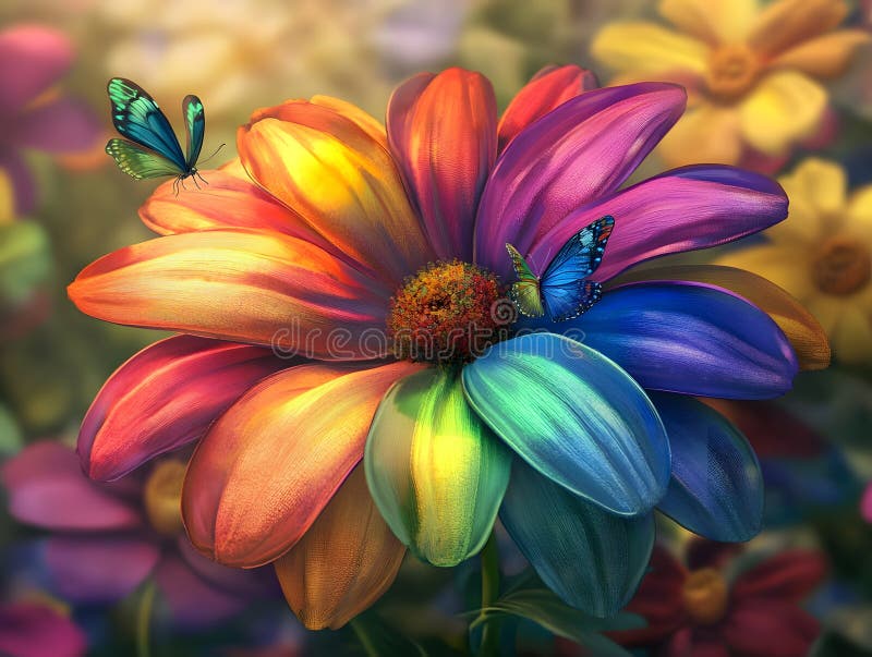 A Flower that Blooms in All the Colors of the Rainbow and a Butterfly ...