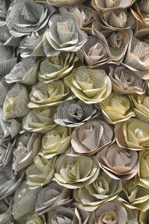 Flower Blossoms Folded from Book Pages Stock Photo - Image of roses ...