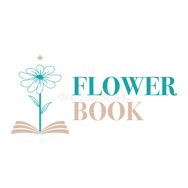 Flower Book Library Flat Minimalist Logo Design Stock Illustration ...