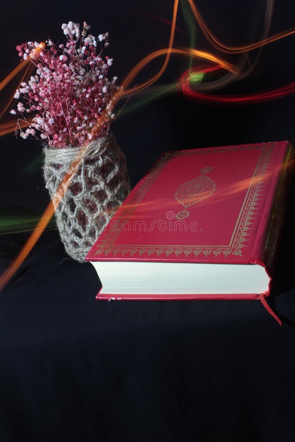 Flower and Book, Red Book, Night Scene Stock Image - Image of night ...