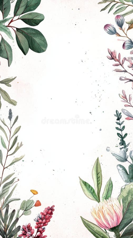 Flower Border with Empty Space in the Center, Floral Leaf Element Stock ...