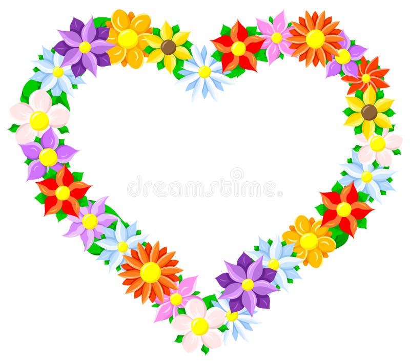 Flower border heart stock vector. Illustration of floral - 66765343