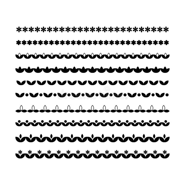 Flower Border Horizontal Floral Line Decorative Pattern Frame Stock ...