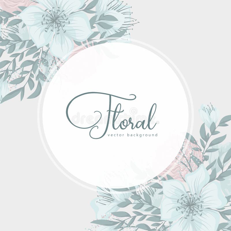 Flower Border Template - Light Blue Flowers Stock Vector - Illustration ...