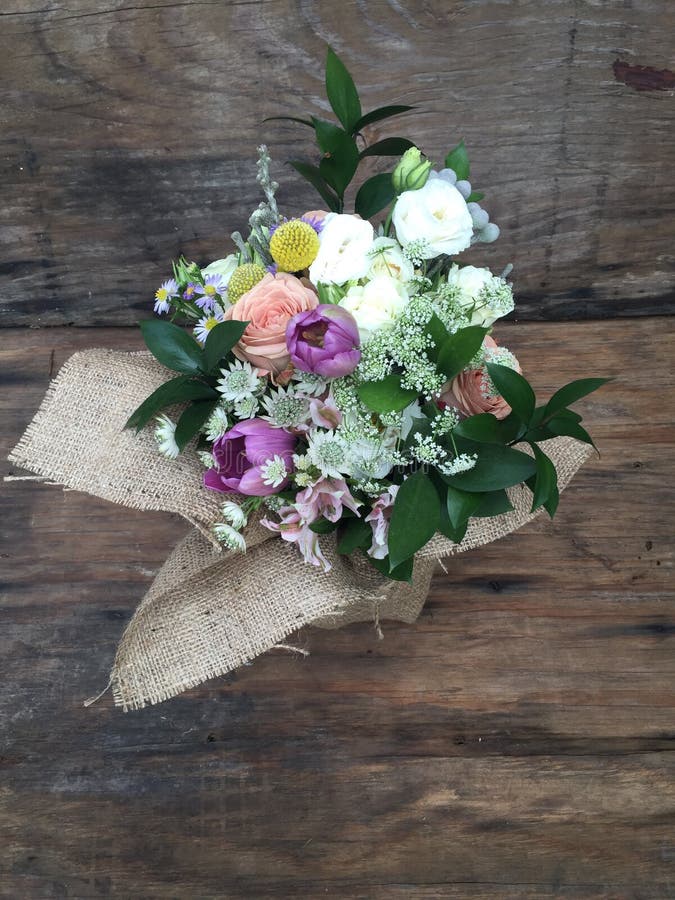 Flower Bouquet Arrangement Top View Stock Photo - Image of flower ...
