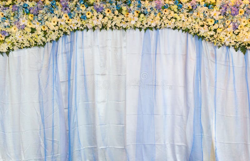 Flower Bouquet on Blue Fabric Backdrop Stock Image - Image of beautiful ...