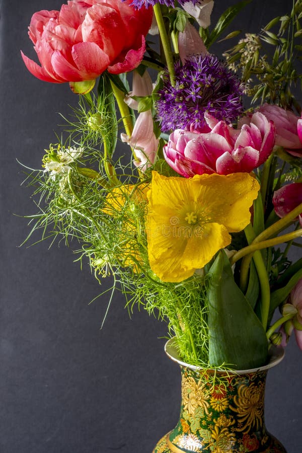 Flower Bouquet in Creative Arrangement Stock Photo - Image of bloom ...