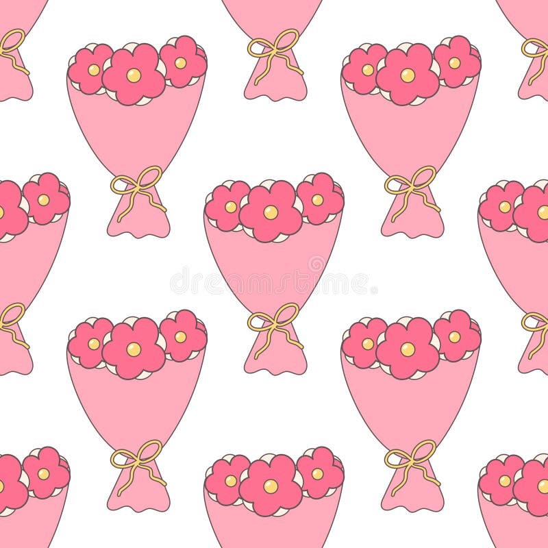 Flower Bouquet Give Love Spring Pink Pattern Stock Vector ...